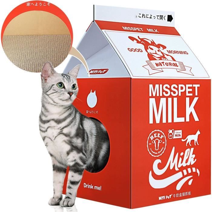 ScratchMe Boîte à Chat en Carton pour Chat en Forme de boîte à Lait ...