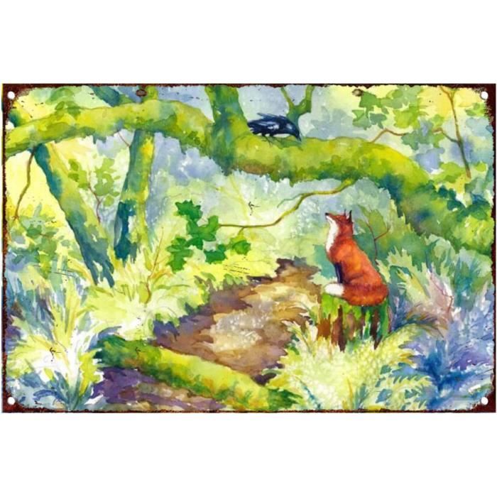 Poster Métallique Affiche,Renard des Animaux de la forêt,Peinture Art ...