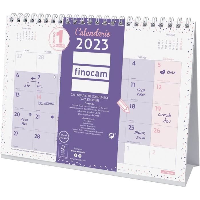 Calendrier 2023 Chic de Bureau pour Écrire Janvier 2023 - Décembre 2023 ...