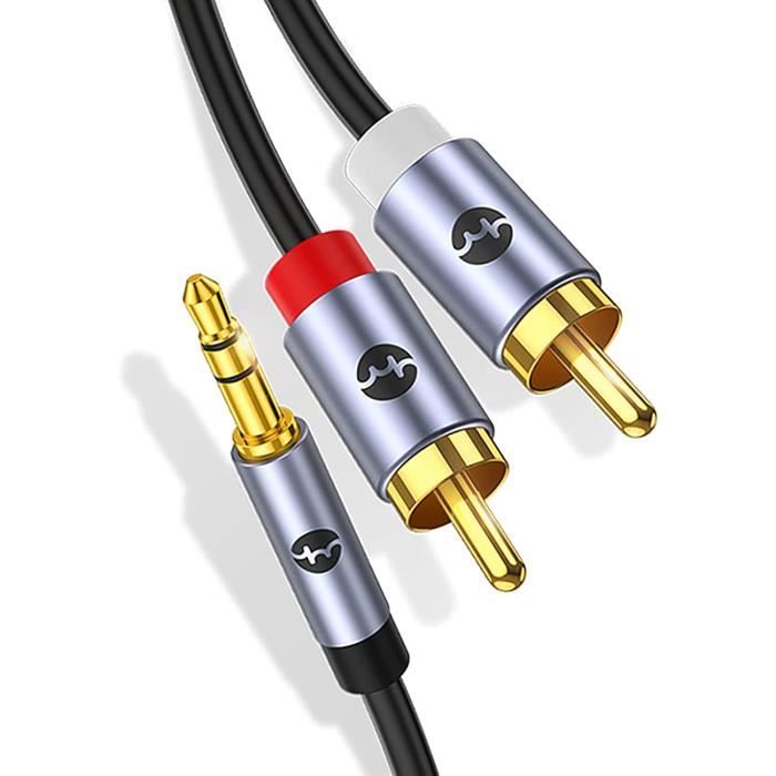 Câble RCA Jack, RCA Jack 3.5mm Mâle vers 2 RCA Mâle pour Smartphone ...