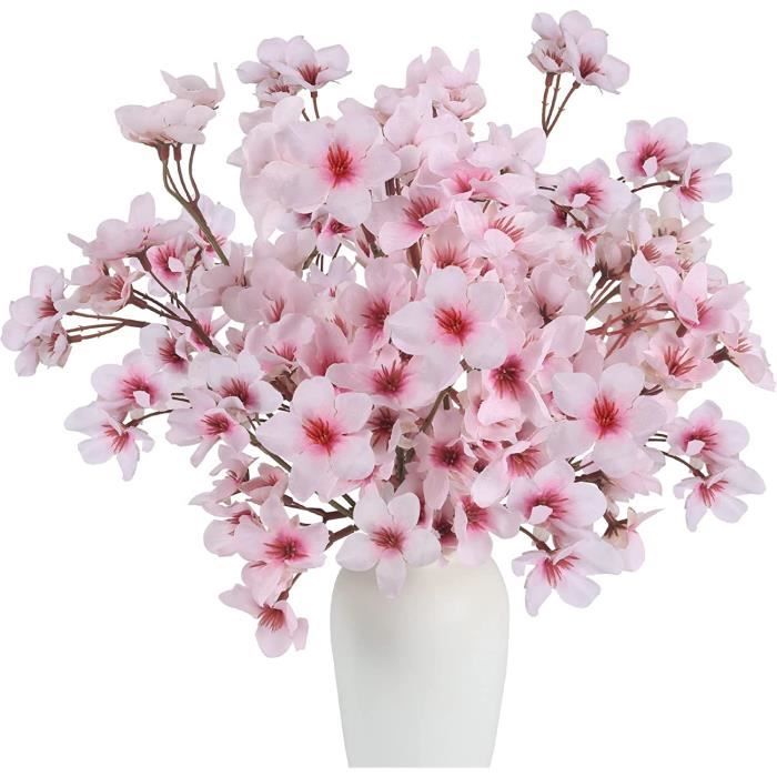Lot de 4 Fleur de Cerisier Artificielle Fausse Fleur Decoration avec 37 ...
