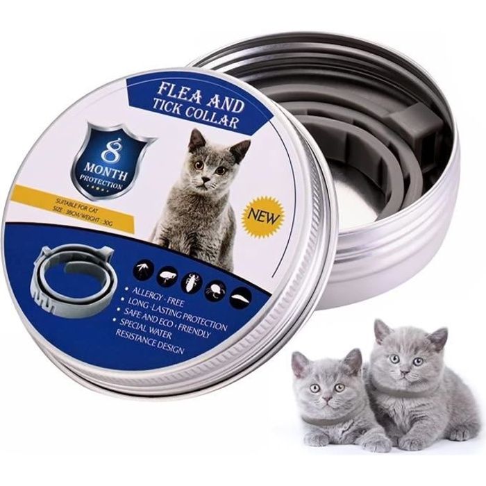 Collier Anti-Puces et Anti-Tiques pour Chats Chiens/Chats,Jusqu'à 8 ...
