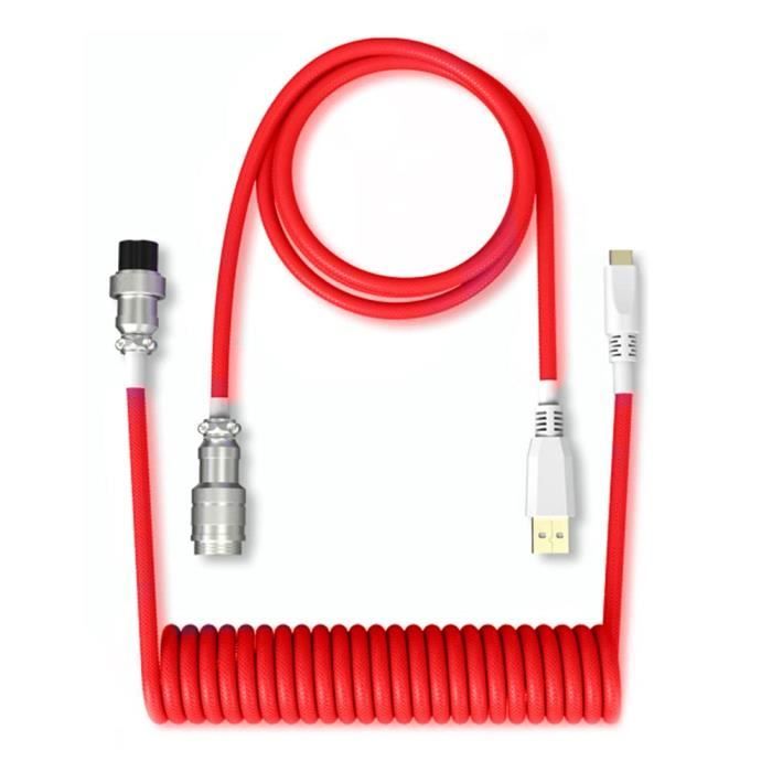 Câble USB Type C Câble Spiralé pour Clavier Mécanique Fil d'aviateur 1 ...