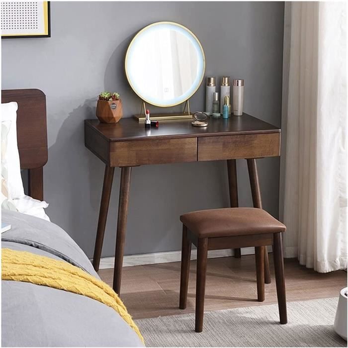 Coiffeuse En bois massif Coiffeuse Coiffeuse Chambre Petite table LED ...