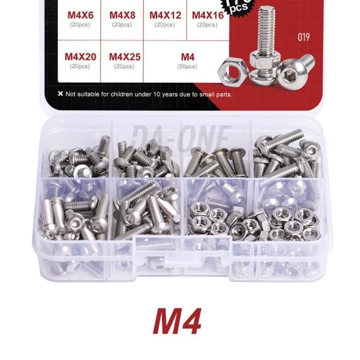 Kit d39assortiment de vis à douille en acier inoxydable 120 200 304 pièces M3 M4 M5 M6 boulons à ...