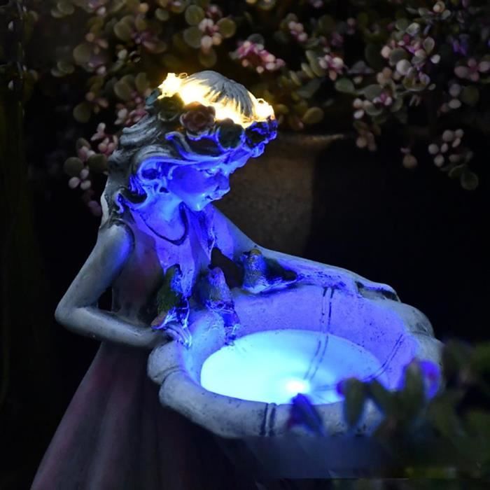Statue Solaire Jardin Ange Résine Decoration Extérieur - FDIT - Blanc - 29*17*12CM - Lumière LED ...