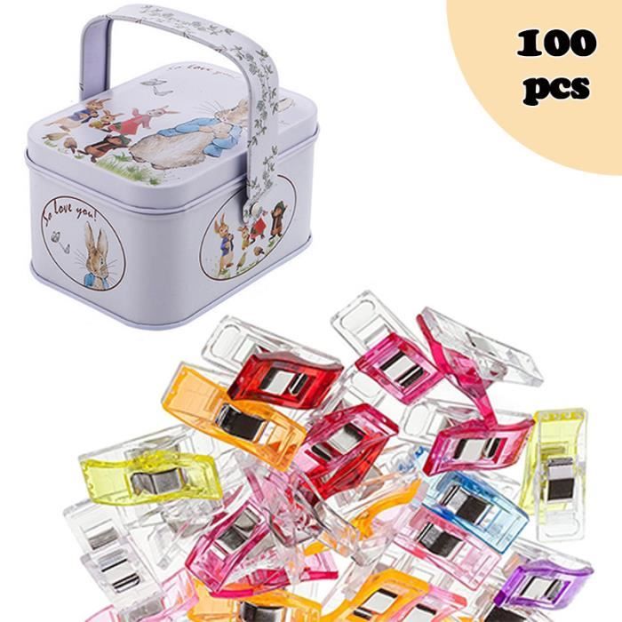 Pince,Pack de 100 Boîte en étain Pinces à Coudre polyvalentes ...
