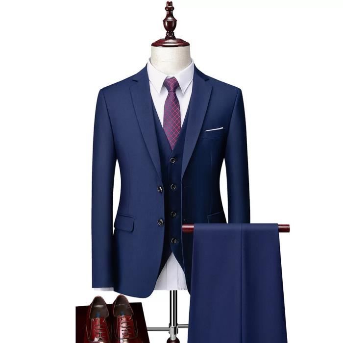 Costume Homme uni de Marque Luxe VêTements Masculin XHC1347 Bleu ...
