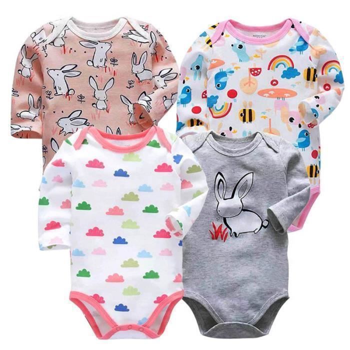 4pcs Body Bébé,Bodies à Manches Courtes Bébé pour Garçon Filles Mixte ...