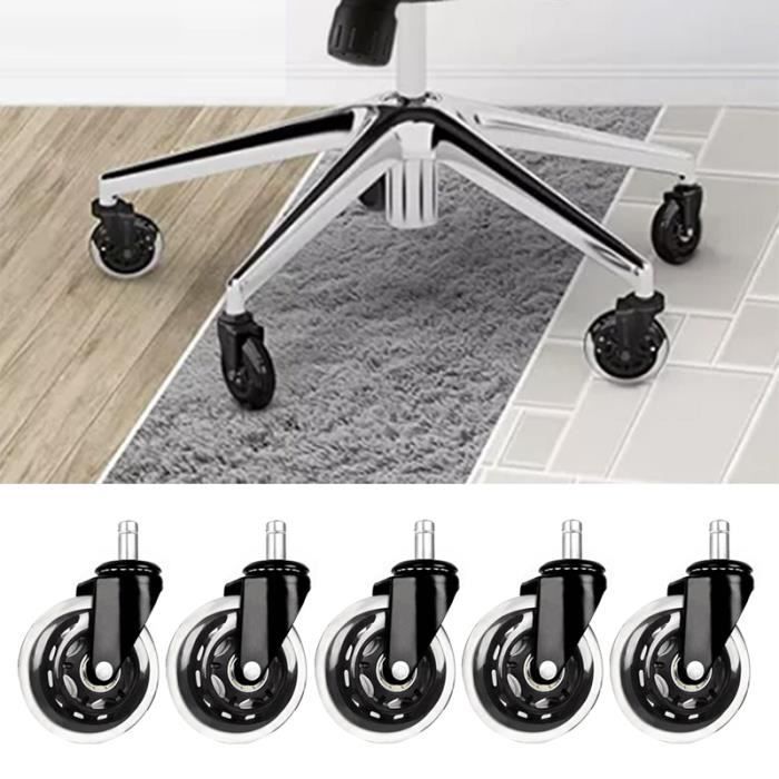 Qiilu Lot de 5 roulettes pivotantes pour chaise de bureau ...