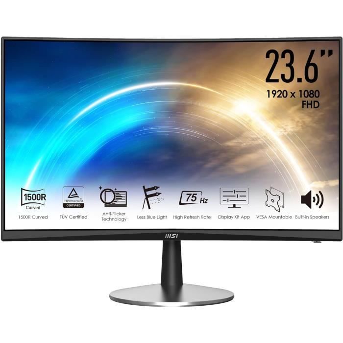 Pro Mp242C Écran Incurvé Bureautique 23.6" Fhd - Dalle Va 1500R 1920 X 1080, 75Hz, Confort ...