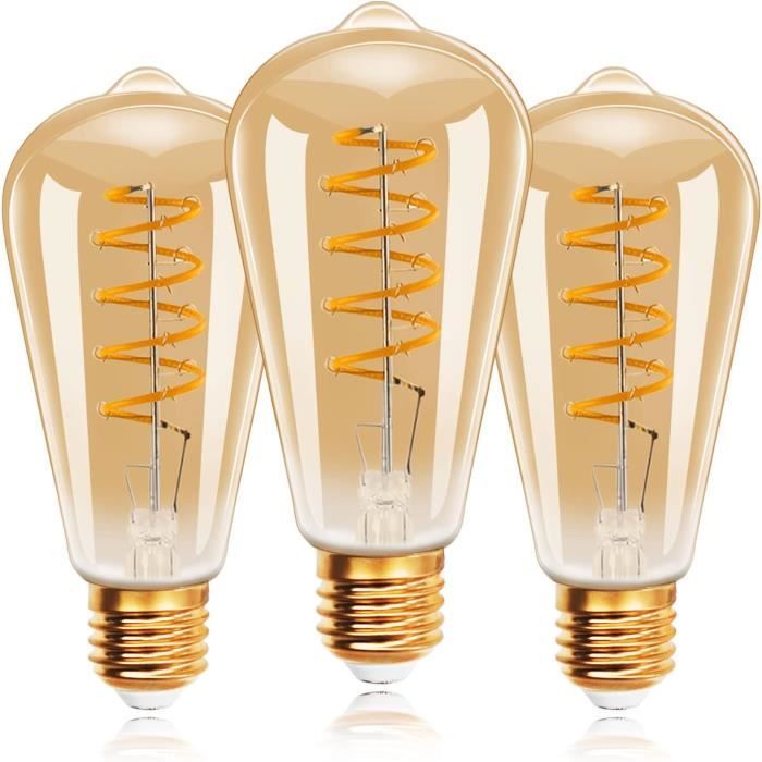 St64 Lot De 3 Ampoules Led Vintage 4 W E27 À Vis Edison, Équivalent À 30 W, 320 Lm, Ampoule ...