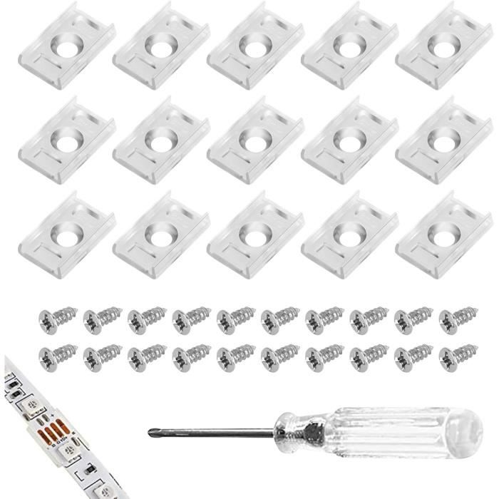 Lot De 100 Clips De Fixation Pour Bandes Led De 8 Mm, Fixation Par Vis ...