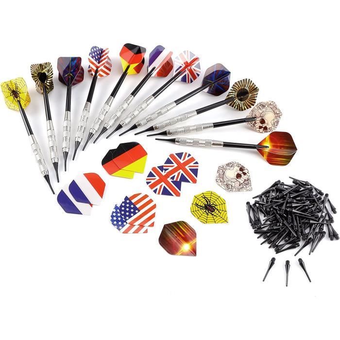 Set de Dart Arrows - Fléchette Pointe Plastique,7-17 flechettes avec 14 ...