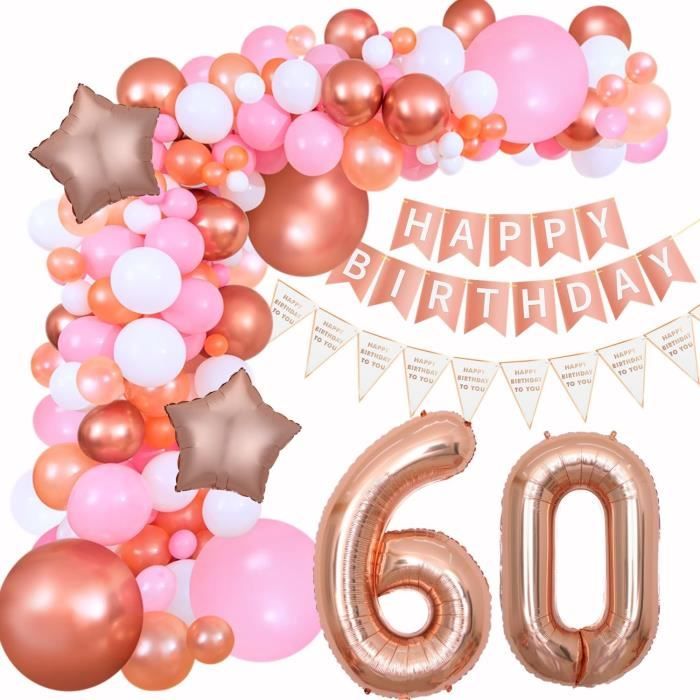 60 Ans Anniversaire Femme 60 Ans Guirlande Ballons Or Rose 60 Ans Arche ...
