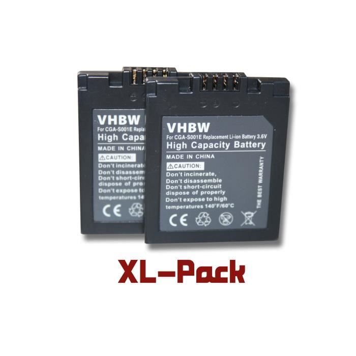 2 batteries de rechange pour Panasonic: Lumix DMC-F1, Lumix DMC-FX1 ...