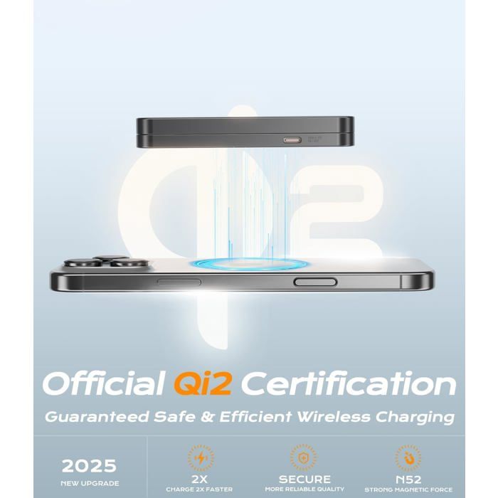 K2 Batterie Externe Magnétique 3 En 1 5000Mah, Chargeur À Induction Qi2 ...