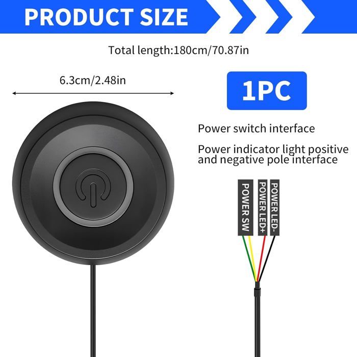 PC Power Switch, 1.8M Button PC External, External Power Switch, Remote ...