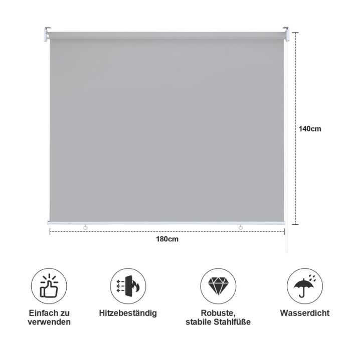 Store vertical - Paravent - 180x140CM - Gris - Imperméable - Anti UV ...