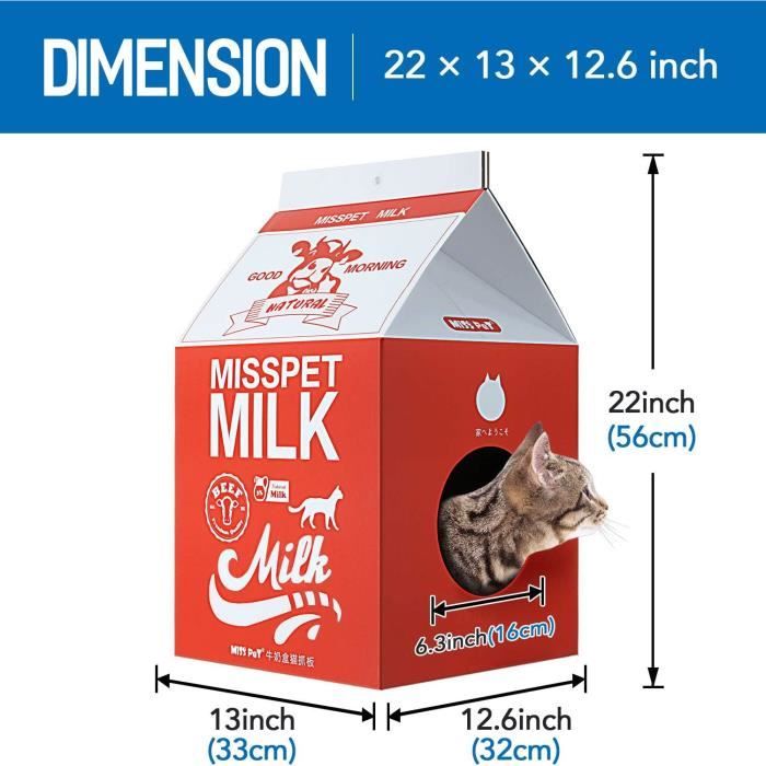 ScratchMe Boîte à Chat en Carton pour Chat en Forme de boîte à Lait ...