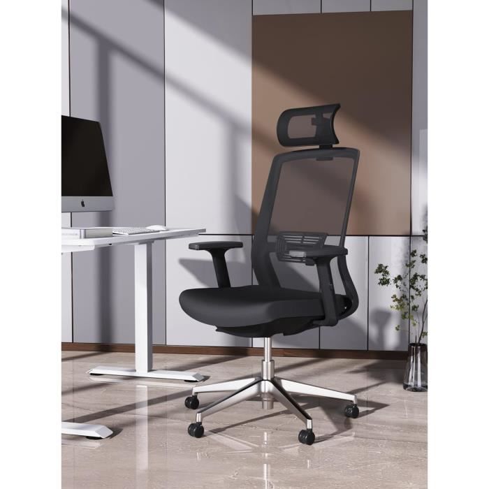 Chaise de bureau - SANAG - A562 - Noir - Accoudoirs ajustables - Repose ...
