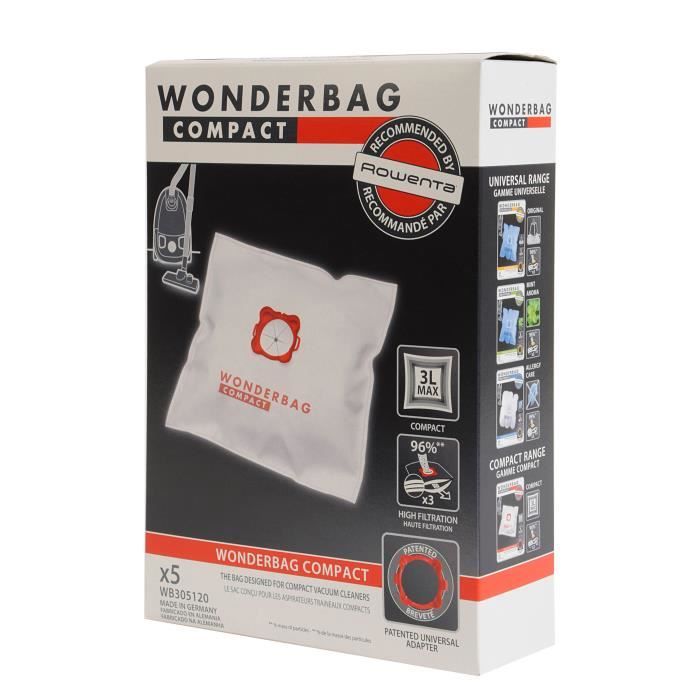 ROWENTA Boite de 5 sacs microfibres Wonderbags Compact WB305120 - pour ...