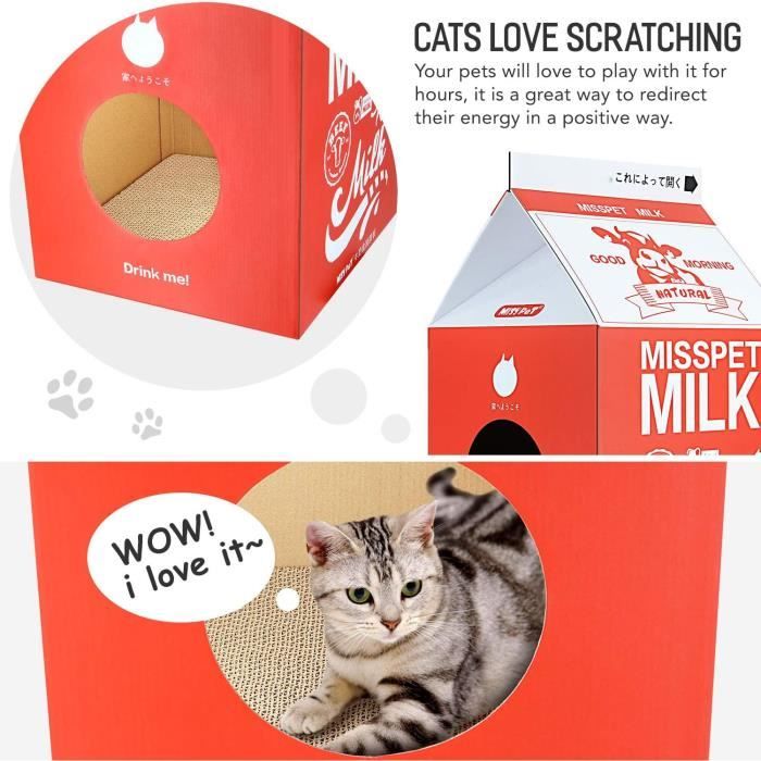 ScratchMe Boîte à Chat en Carton pour Chat en Forme de boîte à Lait ...