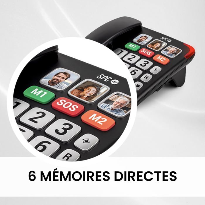 Téléphone fixe senior grandes touches - SUTEO - Amplificateur +20dB - 6 ...