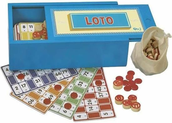 Jeu De Loto : Coffret En Bois-48 Cartes,Pions Numérotés En Bois,Sachet ...