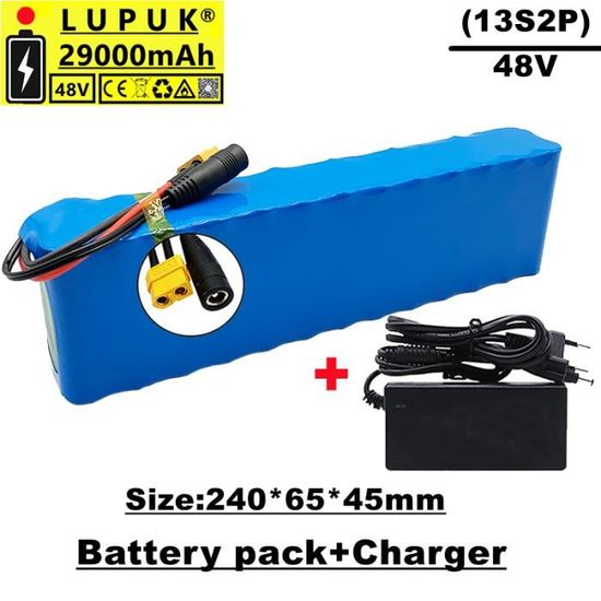 XT60-Batterie au lithium ion 13s2p, 29000 mAh, 48V, BMS intégré ...