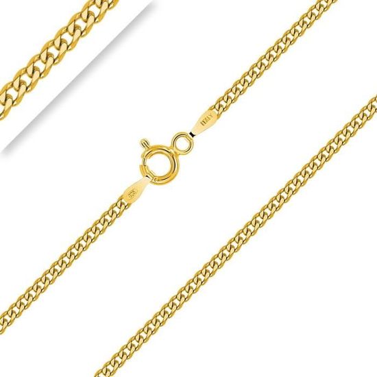 Chaîne Maille Gourmette Plate Diamantée Argent 925-1000 Plaqué Or Jaune 18 Carats Largeur 2 Mm ...
