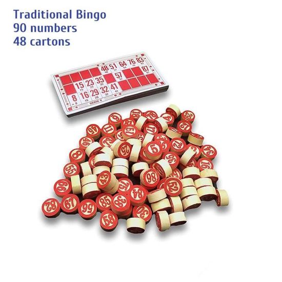 Jeu de société - QQMORA - Ensemble de Bingo - 90 pièces en bois - 48 ...