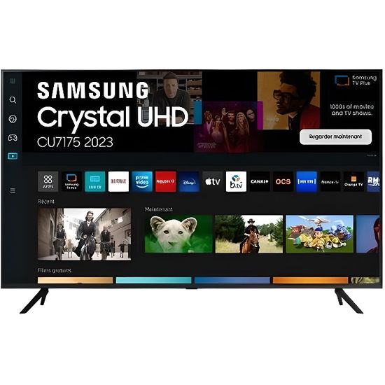 Samsung TV Crystal 55CU7175U 138 cm 4K UHD Smart TV 2023 Noir ...
