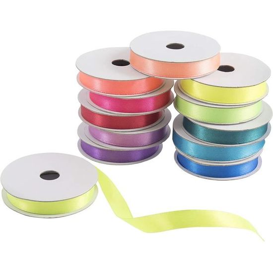 Trimits Lot de 12 sachets satiné pour Rubans fluorescents 10 mm x 2 m ...