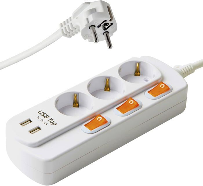 Multiprise avec 2 USB, 2 prises, 3 prises, protection contre les ...