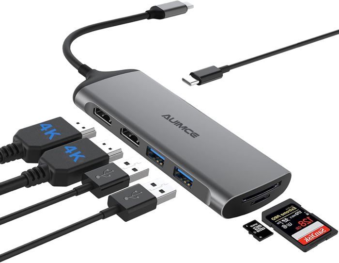 Hub USB C Universel,Station d'accueil pour Ordinateur Portable Double Moniteur,Adaptateur USB C ...