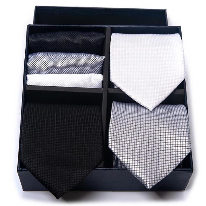 Lot de 3 Cravates et Carrés de Poche Homme Classique Elegant Tissée ...