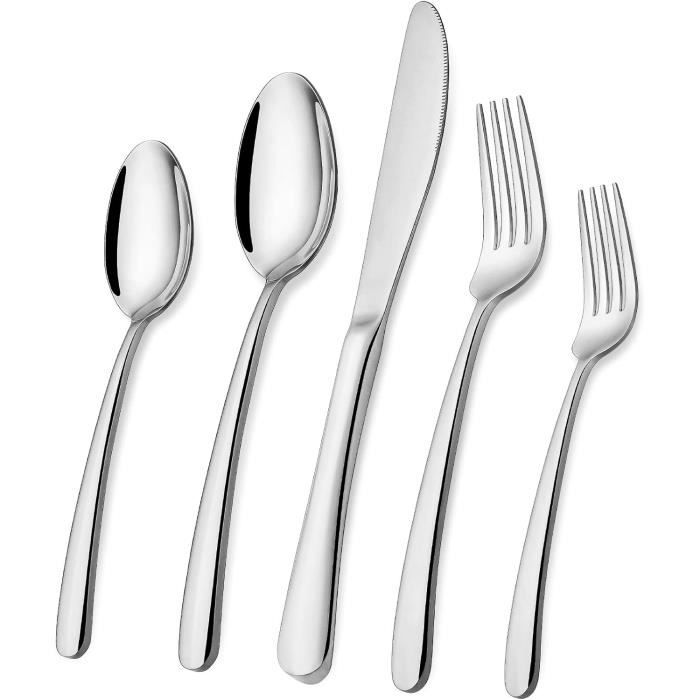 Lot De 60 Couverts De Qualité Supérieure En Acier Inoxydable Poli Pour ...