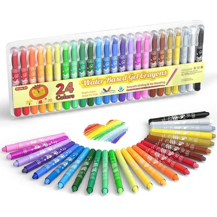 24 Couleurs de Crayons de Cire, Set de Crayons à la Cire pour les Tout ...