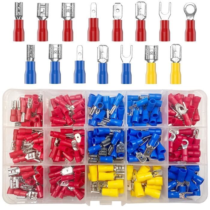 280pcs 15 types cosses electriques a sertir, connecteurs à sertir ... 280pcs 15 types cosses electriques a sertir, connecteurs à sertir ...
