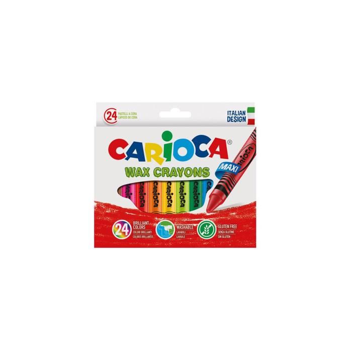 Crayons de cire - Carioca - 24 crayons - Multicolore - Lavable - 10 mm ...
