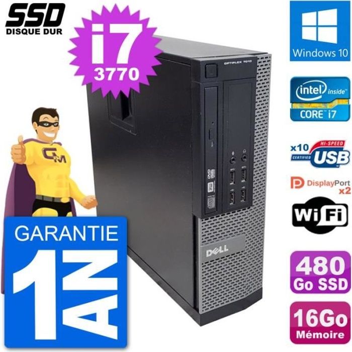 PC Dell OptiPlex 7010 SFF Intel Core i7-3770 RAM 16Go SSD 480Go Windows 10 Wifi - Cdiscount ...