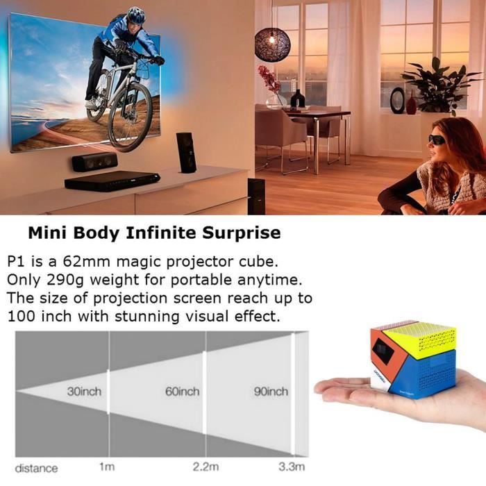 Doogee cube p1 smart fhd mini led 3d jeux à domicile projecteur android ...
