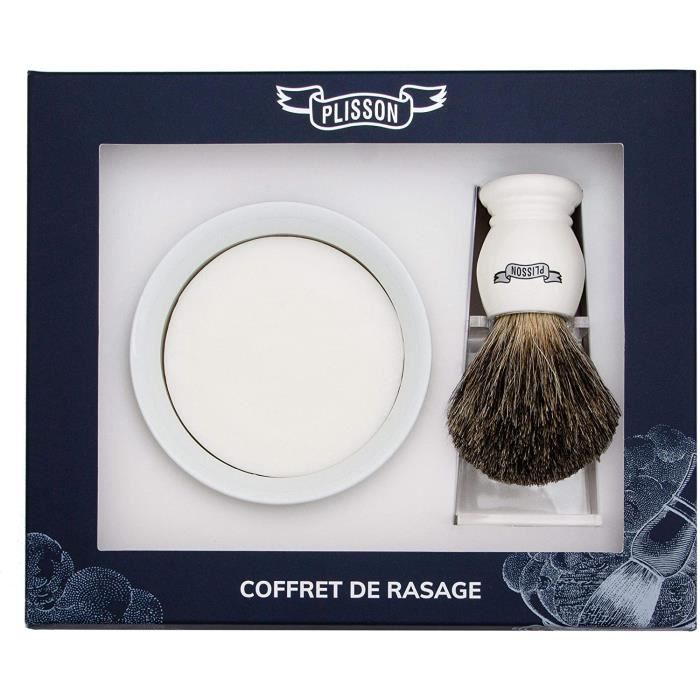 Kit De Rasage Manuel Homme - Limics24 - Coffret Blaireau Blanc Nacré ...