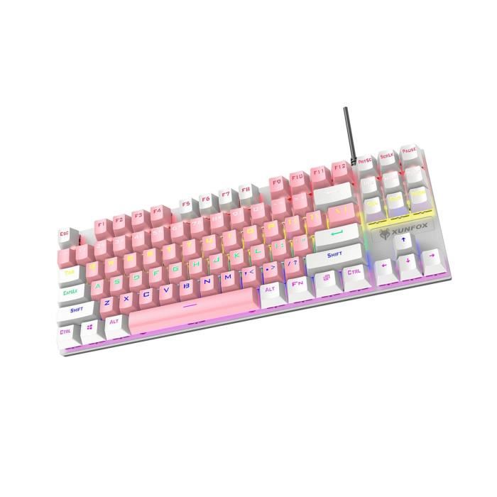 Clavier mécanique de jeu RVB 87 touches USB filaire 34.5x12x3.5cm ...