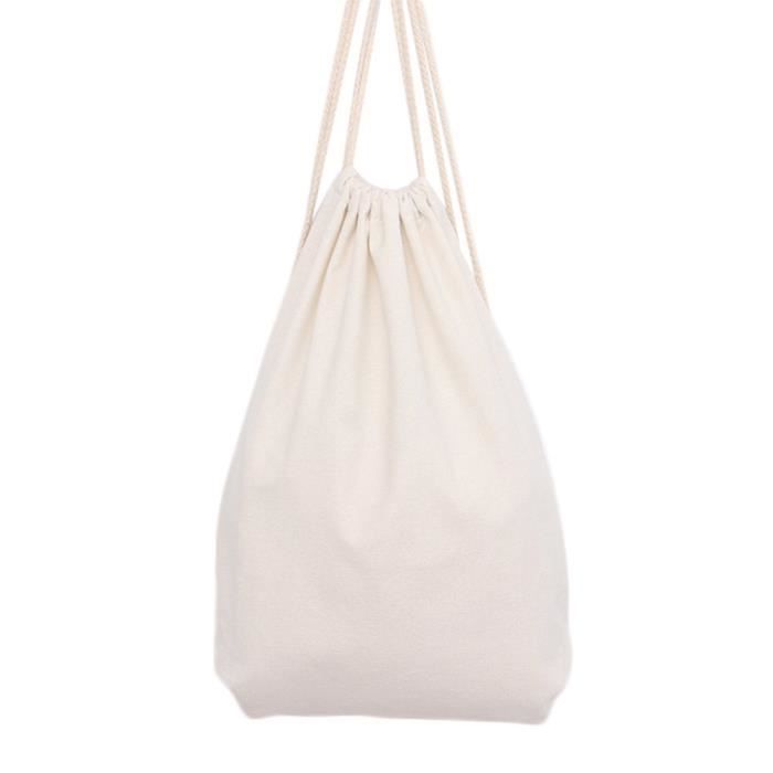 Canvas Drawstring Tote Bag Storage Backpack Shoulder Rucksack ...