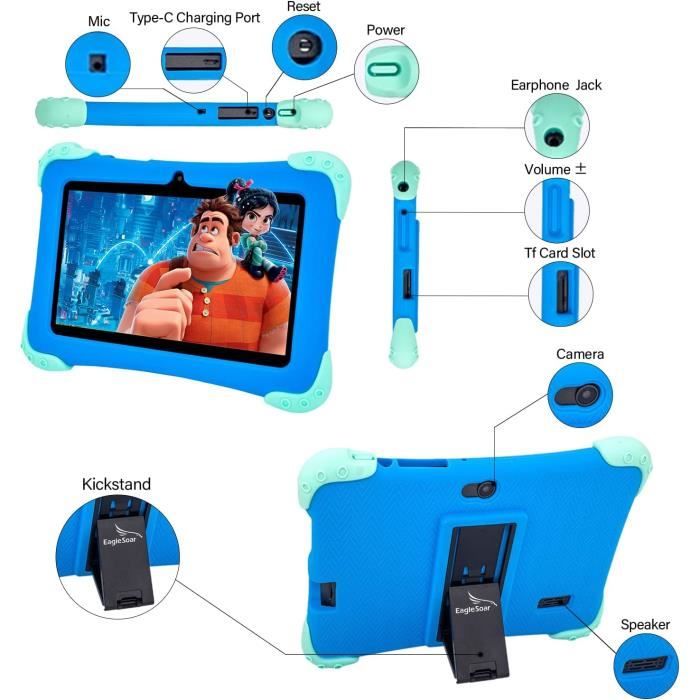 Tablette 7 Pouces,Android 11 Tablette Pour Enfant 2Go Ram 32Go Rom Quad Core Contrôle Parental ...