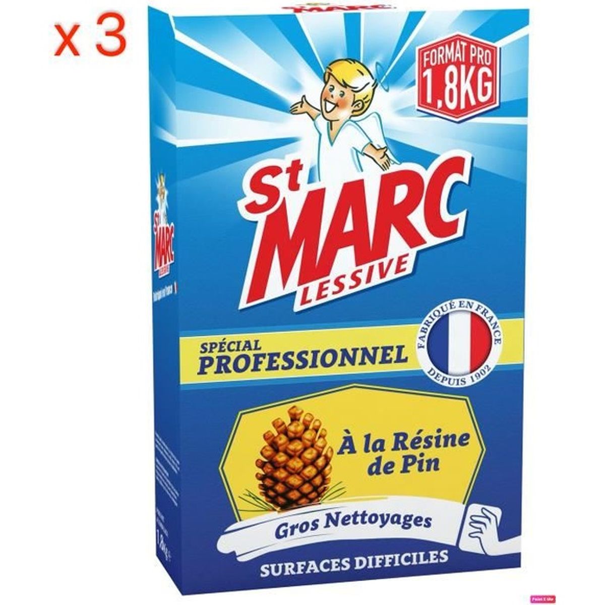LOT DE 3 LESSIVES ST MARC PROFESSIONNEL RESINE DE PIN 1,8 KG ...