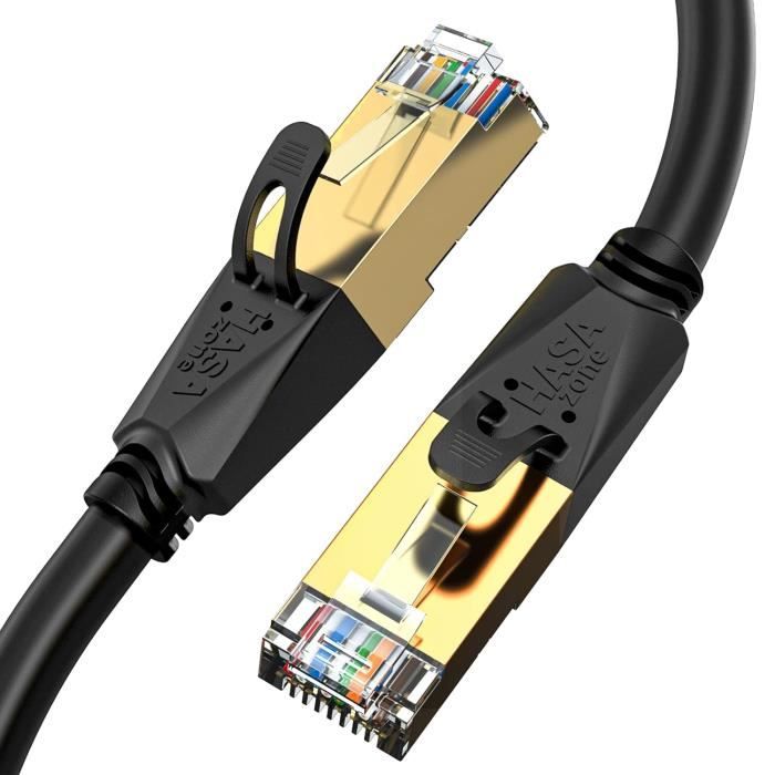 Cable Ethernet 50 cm RJ45 Cat 8 - Cable Reseau Cat 8 haute Débit 40Gbps ...