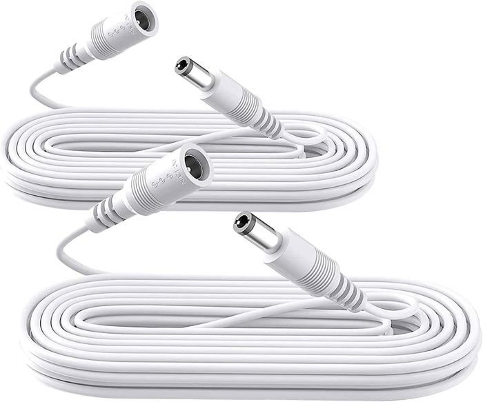 Lot de 2 câbles d'extension d'alimentation de 3 mètres, 12 V DC 5,5 mm x 2,1 mm mâle vers ...